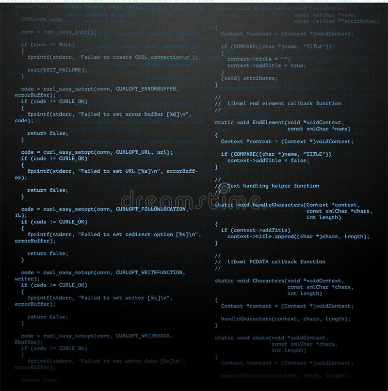 Illustration Of Matrix Style Binary Background With Falling Number Programming Language Vector