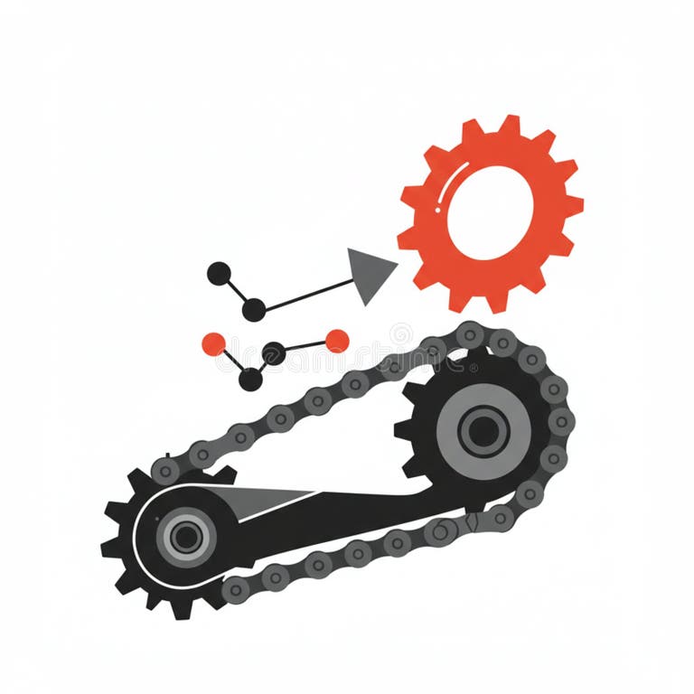 Illustration of Mechanical Components Featuring a Black and Gray Chain ...