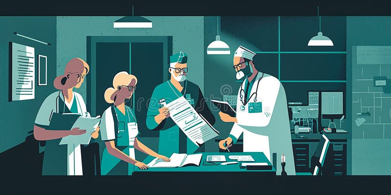 Medical Team Collaborating. Stock Illustration - Illustration of hand ...