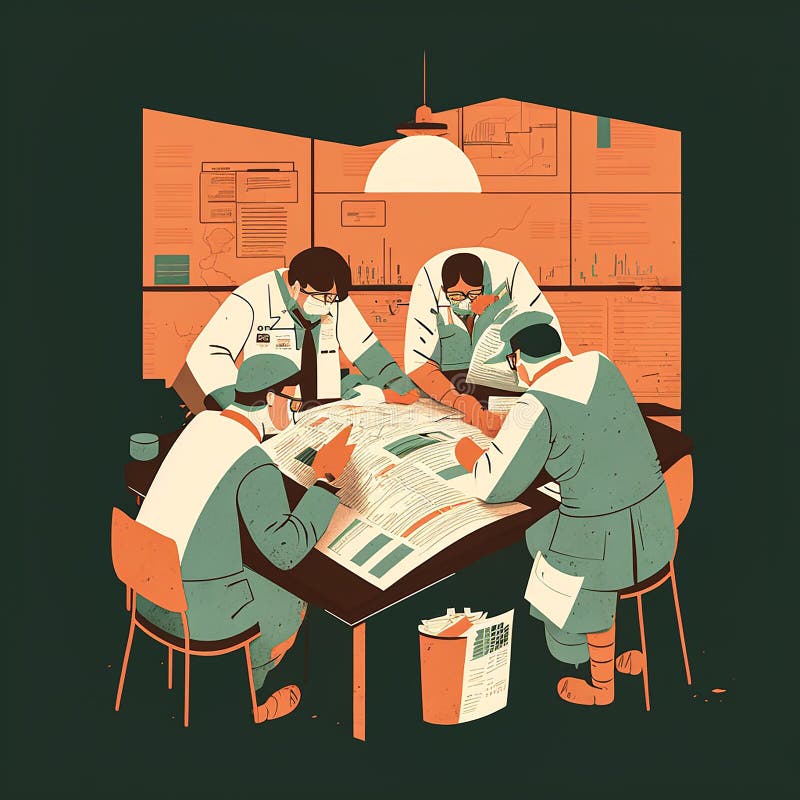 Medical Team Collaborating. Stock Illustration - Illustration of tech ...