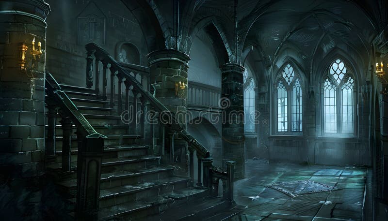 Medieval castle hall stock illustration. Illustration of candles ...