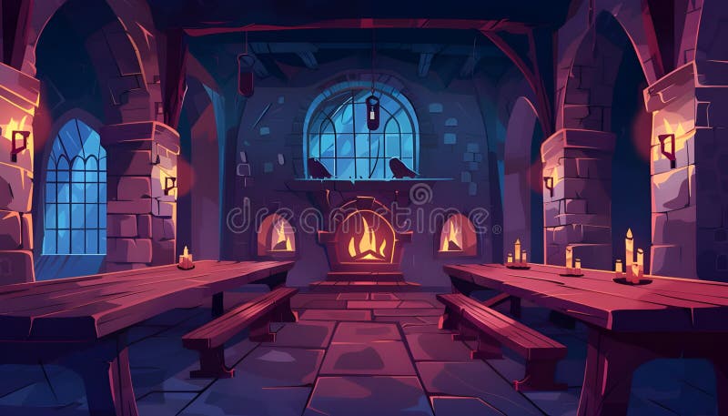 Medieval castle hall stock illustration. Illustration of nobility ...