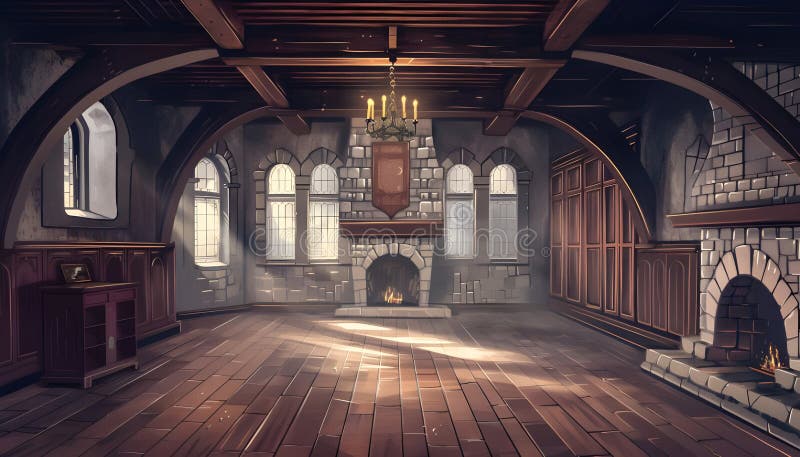 Medieval castle hall stock illustration. Illustration of majestic ...