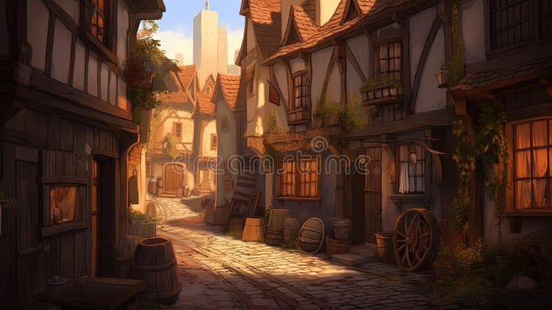 Illustration of Medieval City Stock Illustration - Illustration of ...