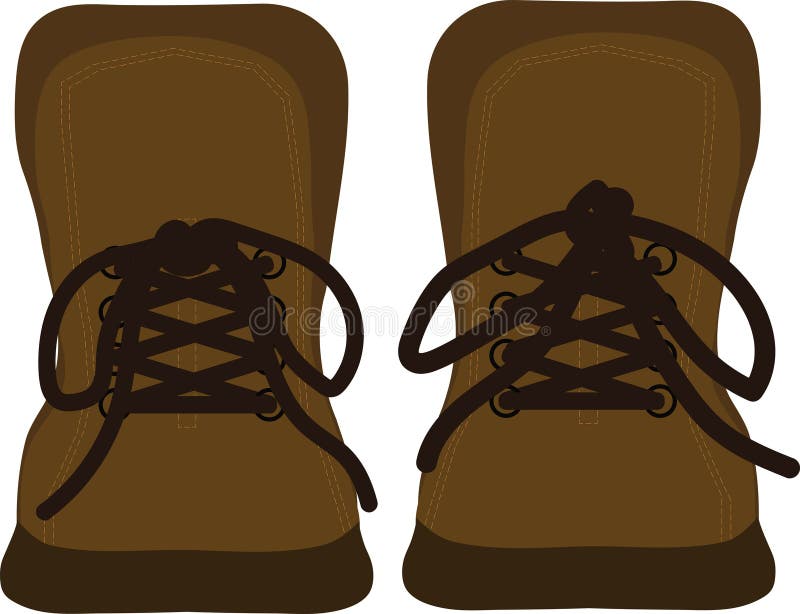 Pair Brown Boots Cartoon Illustration Isolated Stock