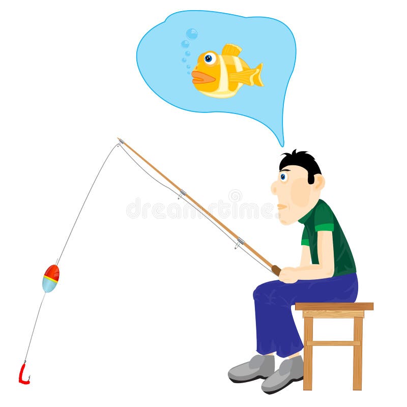 Illustration Men Thinking about Fishing Stock Vector - Illustration of ...