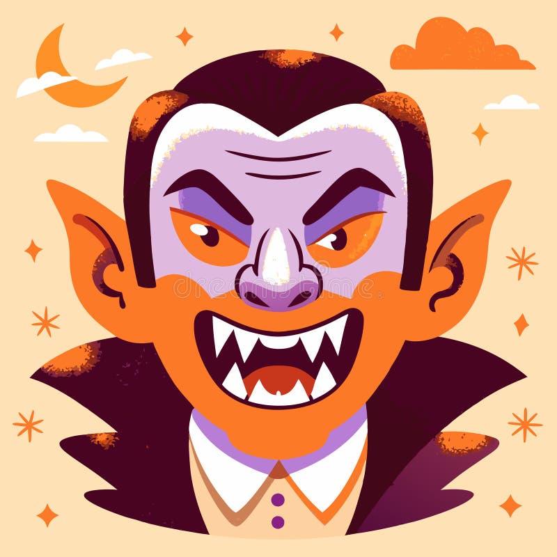 Vampire Face with Fangs for Halloween Vector Stock Illustration ...