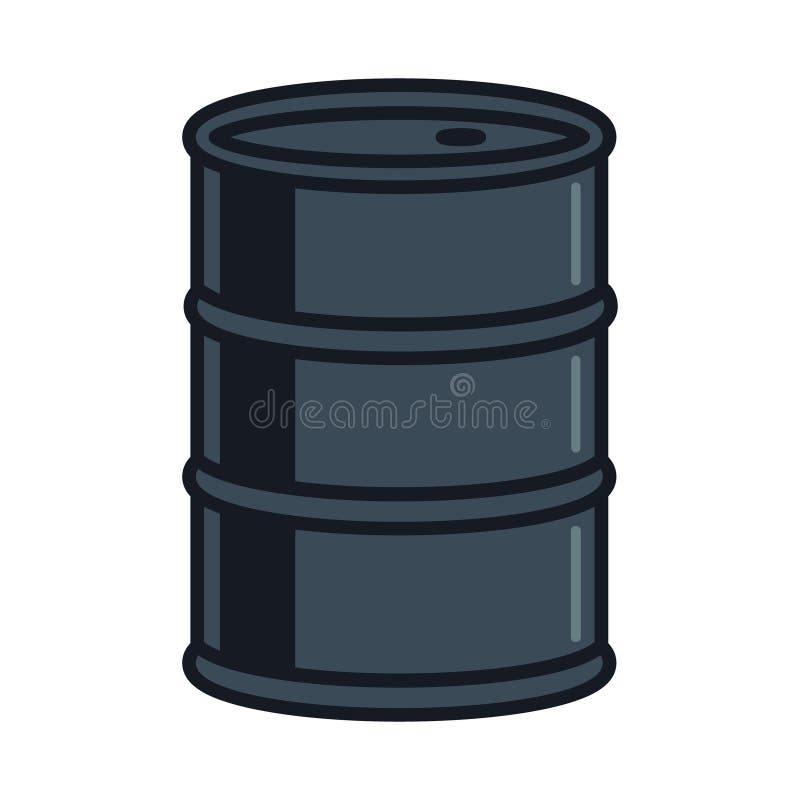 Illustration of a Metal Barrel in Line and Fill Style. Stock Vector ...