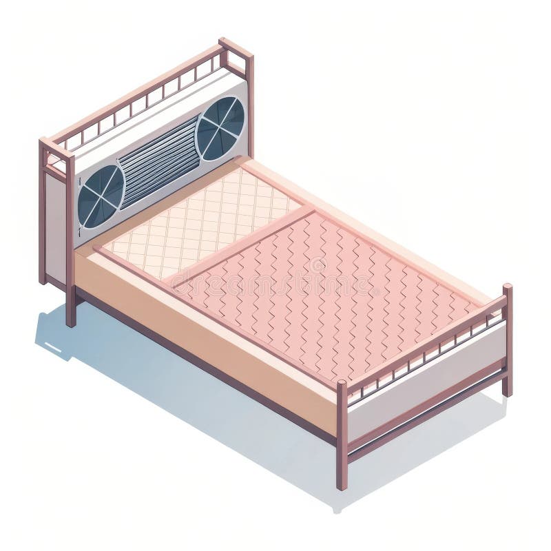 Illustration of a Metal Bed Frame with an Attached Cooling Structure ...
