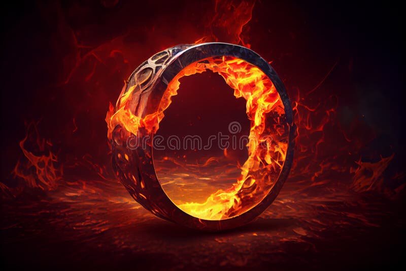 Illustration of a Metal Ring on Fire Stock Illustration - Illustration ...