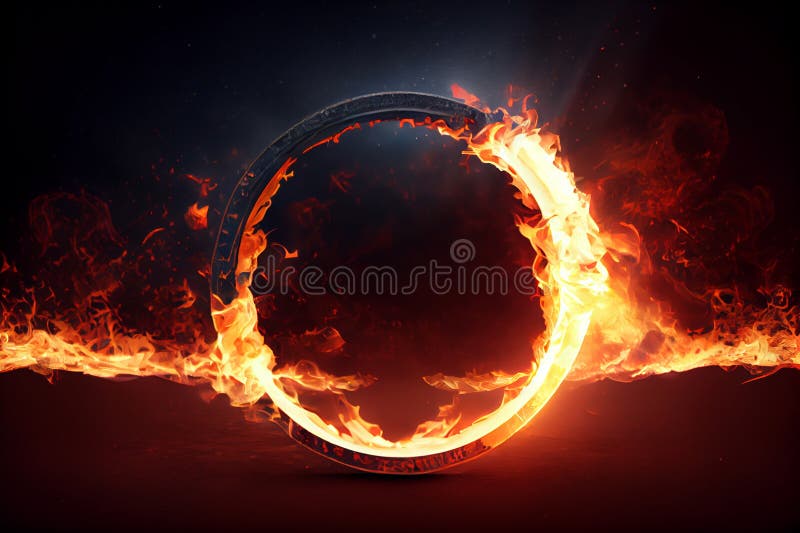 Illustration of a Metal Ring on Fire Stock Illustration - Illustration ...