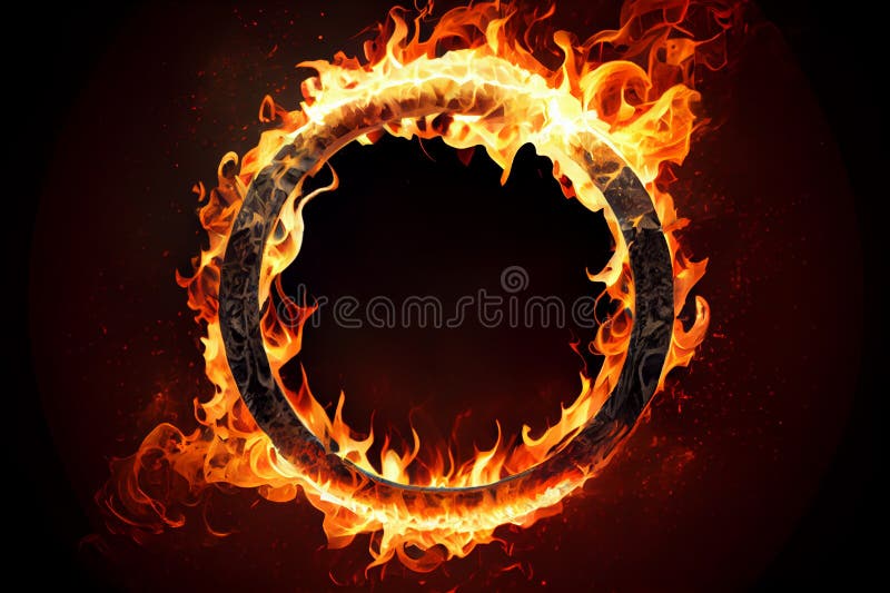 Illustration of a Metal Ring on Fire Stock Illustration - Illustration ...