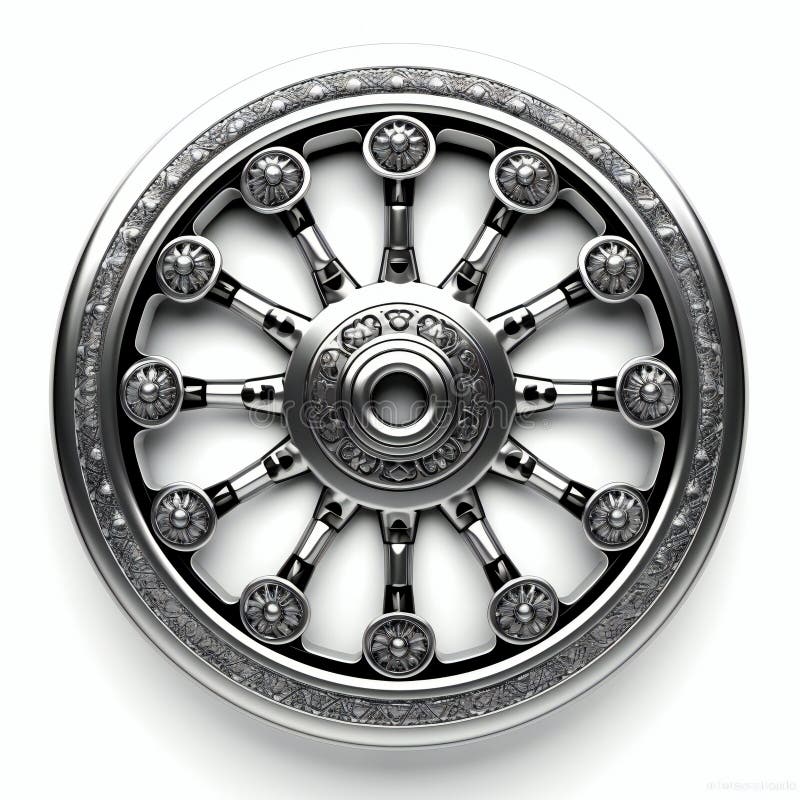 Illustration of Metal Wheel Over White Background with Vignette Stock ...