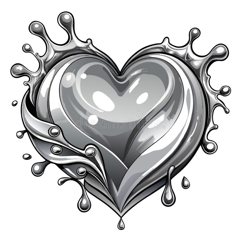 Illustration of a Metallic and Silver Heart with Liquid and Stock ...