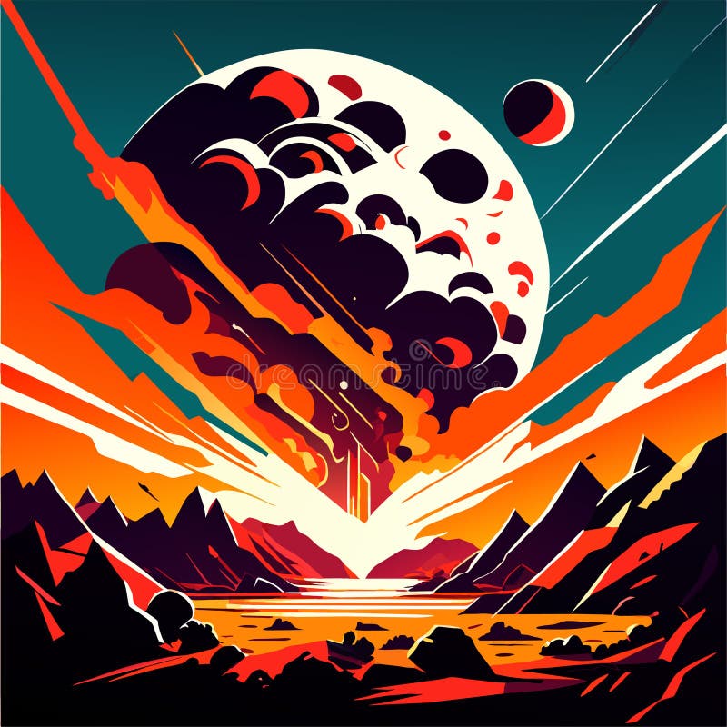 Illustration of a Meteorite Falling into the Earth. Vector Illustration ...