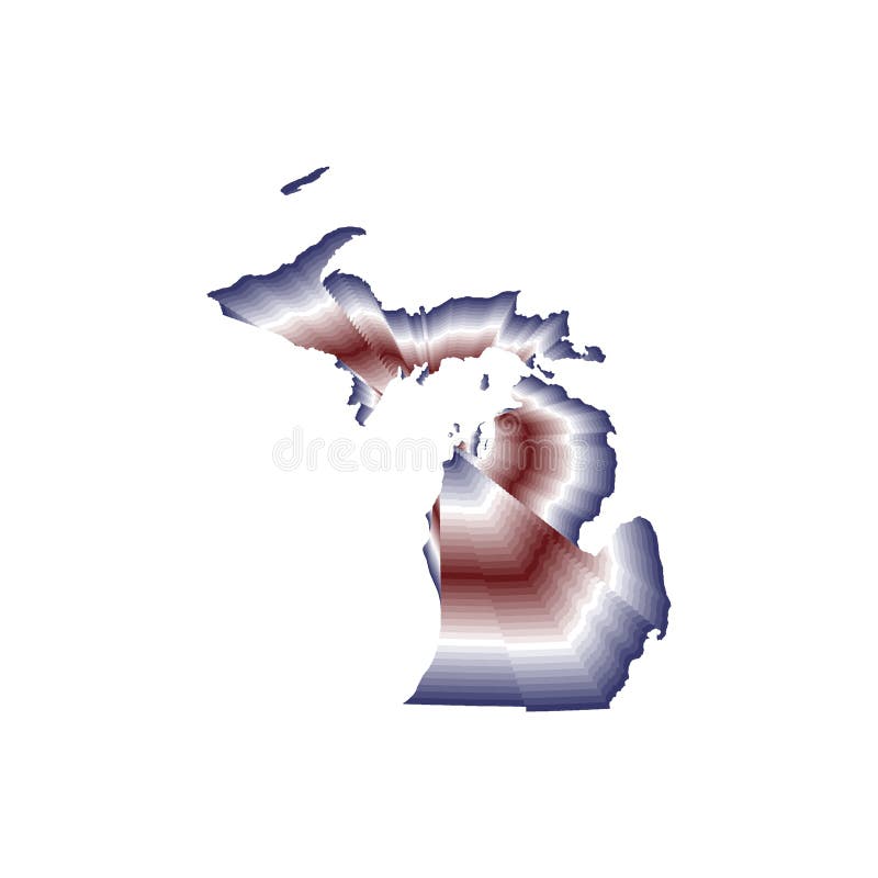 Illustration of Michigan State Map with Black and White Lines Stock ...
