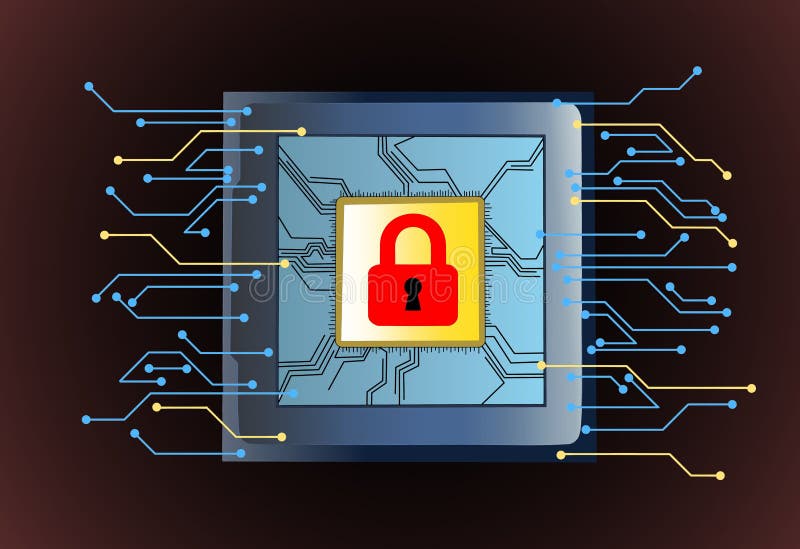 Illustration of Microchip Lock with Anti-lock Stock Illustration ...