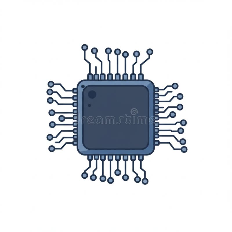 Illustration of a Microchip with a Square Shape and Rounded Edges in a ...