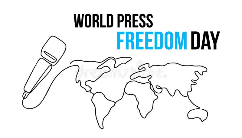 Illustration of Microphone and World Map for World Press Freedom Day in ...