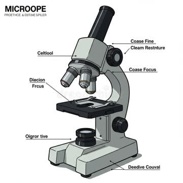 An Illustration of a Microscope Featuring Annotated Parts with ...