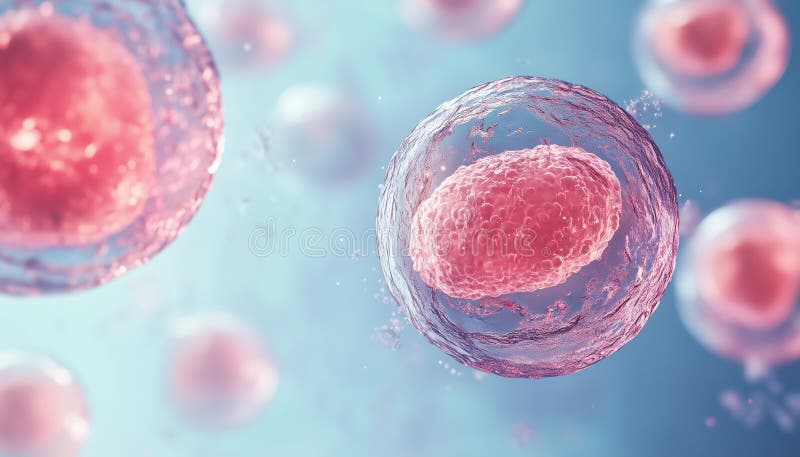 Illustration of Microscope View of Human Cell or Embryonic Stem Cell ...
