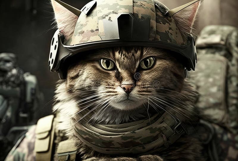 Illustration of the Military Cat Stock Illustration - Illustration of ...