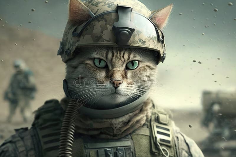 Illustration of the Military Cat Stock Illustration - Illustration of ...