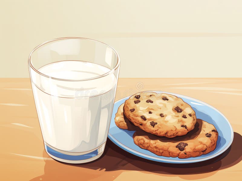Illustration of Milk and Cookies. Generative AI Stock Illustration ...