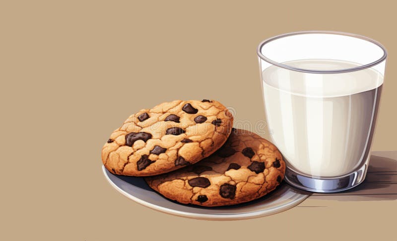 Illustration of Milk and Cookies. Generative AI Stock Illustration ...