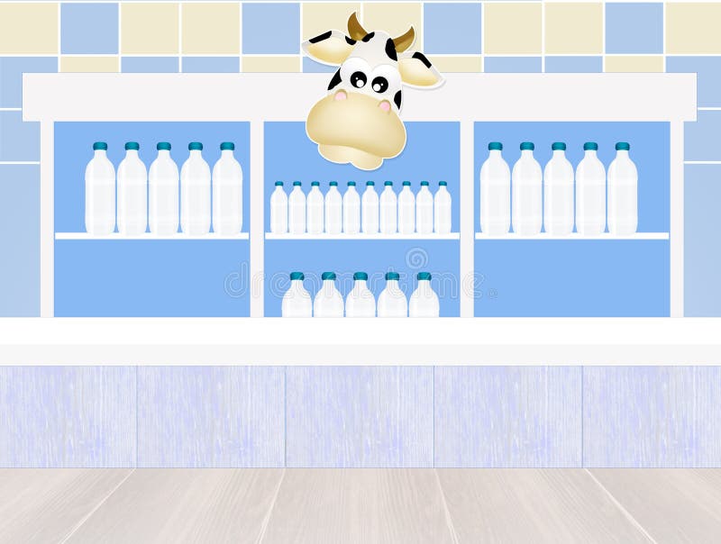 Illustration of milk shop stock illustration. Illustration of bottle ...