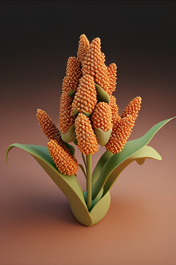 Illustration of Millet in the Form of a Flower on a Brown Background ...