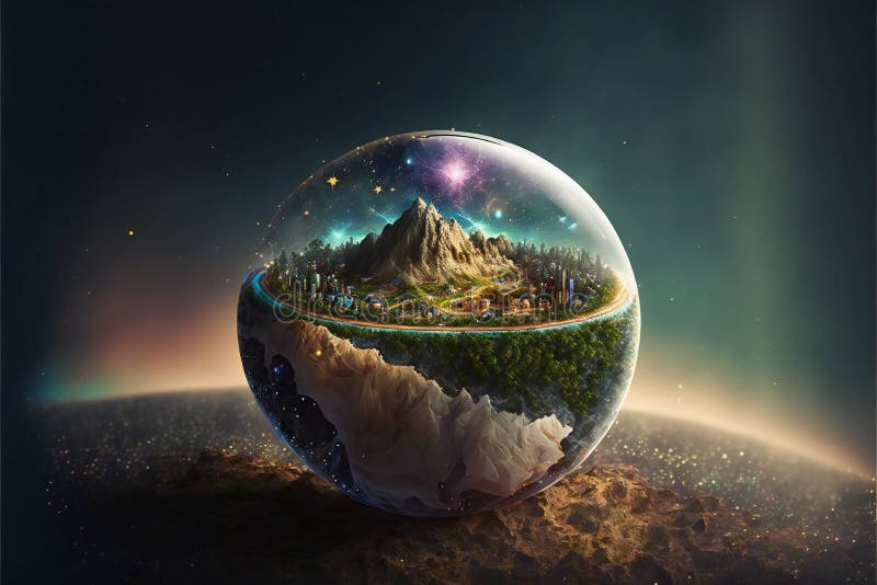 Minature Universe, Digital Illustration Painting Artwork, 3d Rendering ...