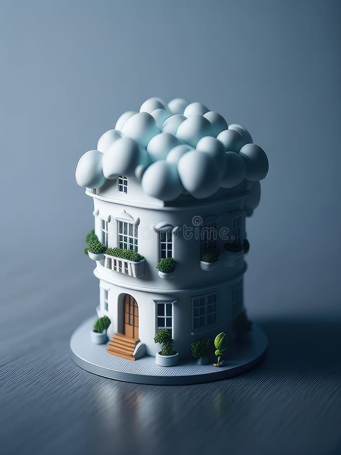 Illustration of a Miniature House Model on a Table Created with ...
