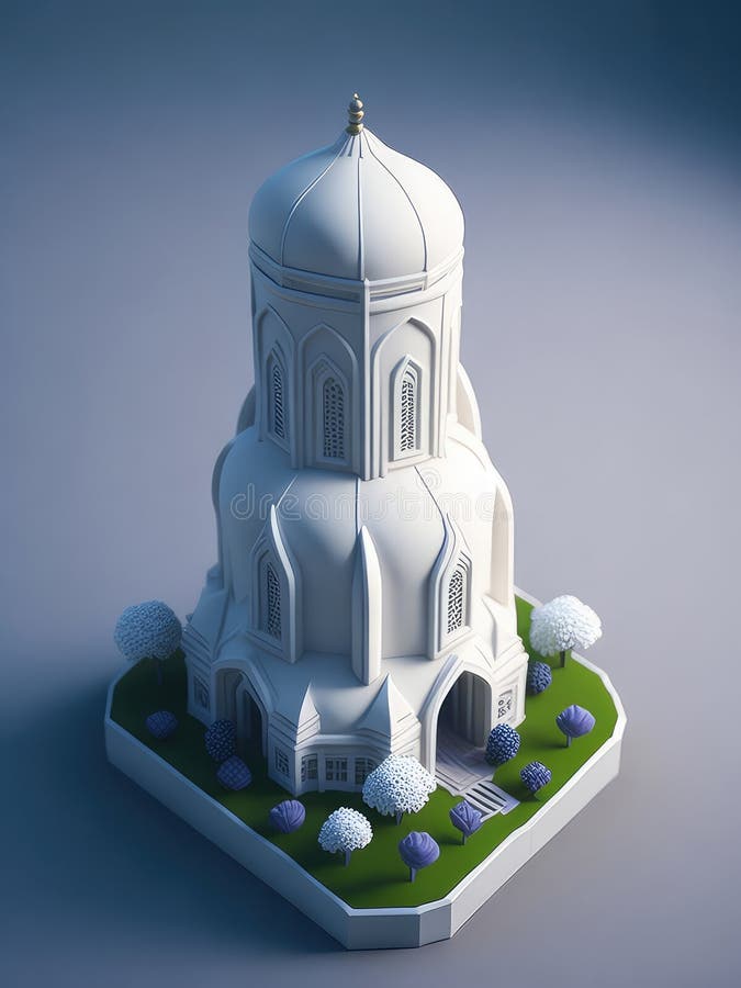 Illustration of a Miniature Mosque Golden Architectural Model Displayed ...