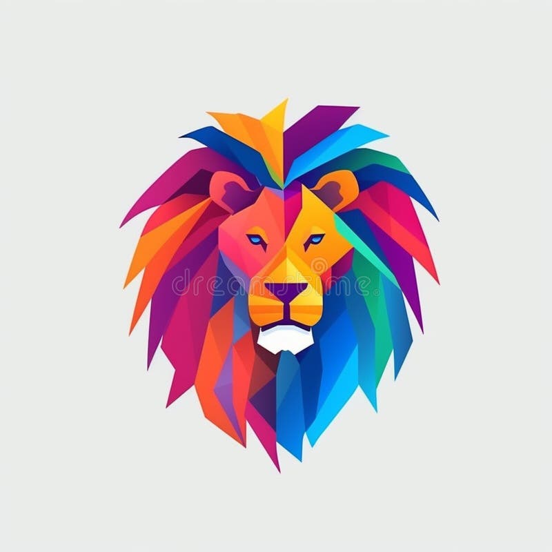 Illustration of a Minimalist Colored Lion Stock Illustration ...