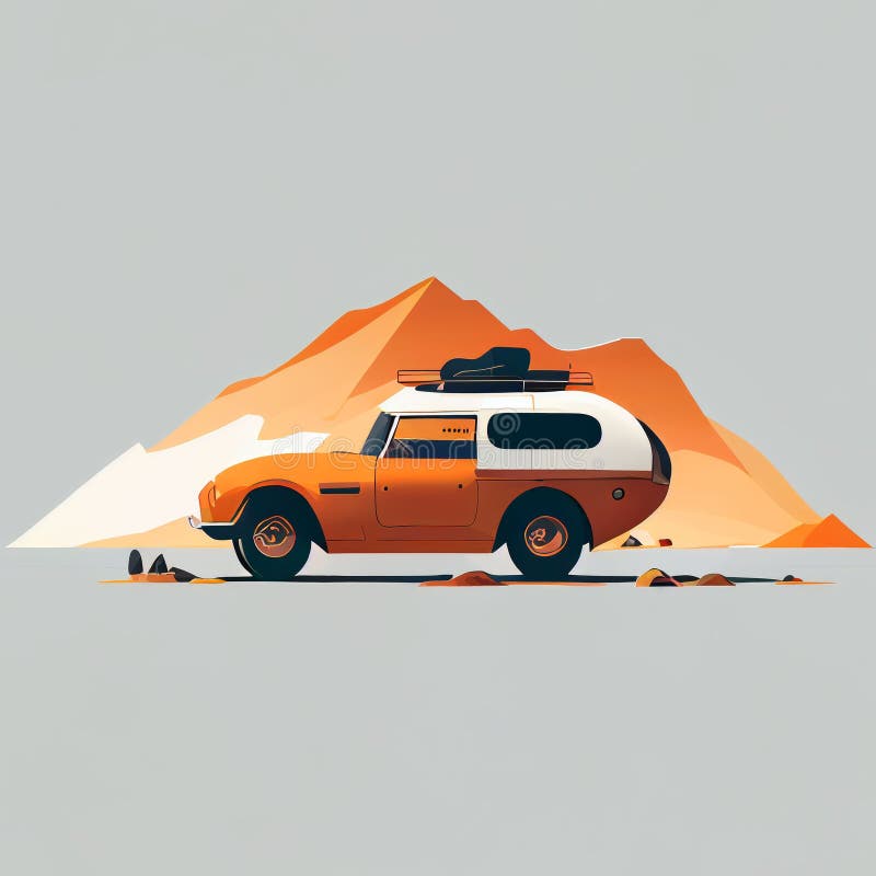 Illustration of Minimalist Sport Car on Landscape Background Created ...