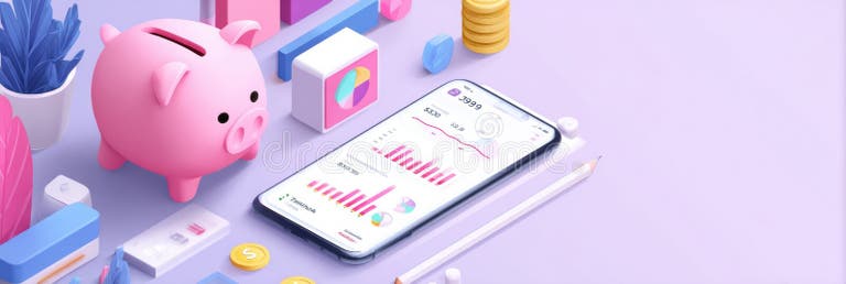 Illustration of a Mobile Banking App Screen Showcasing Savings and ...