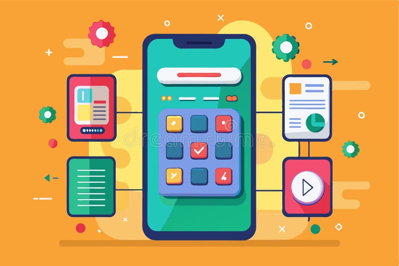 An Illustration of a Mobile Interface with Customizable Features and ...