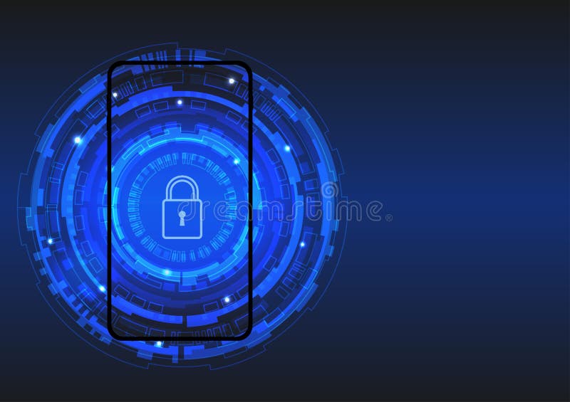 Illustration of Mobile Phone with Security Lock on Mobilephone Screen ...