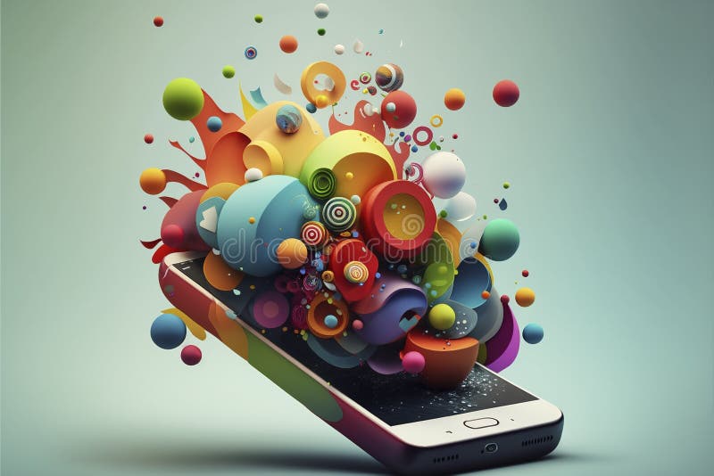 Illustration of a Mobile Phone Surrounded by a Colorful, Diverse Array ...