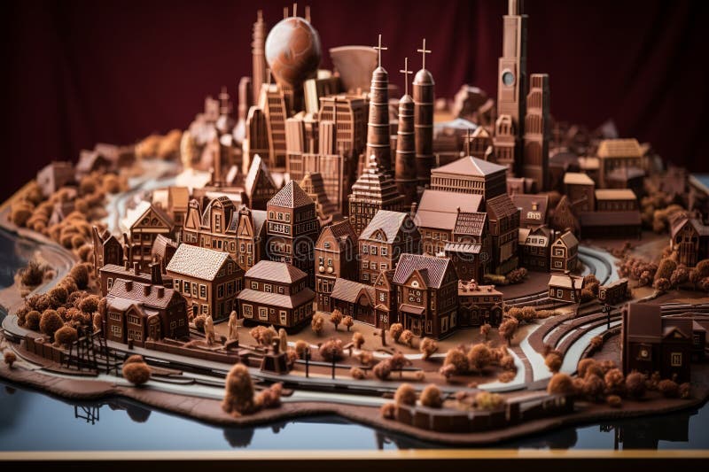Illustration of Model of the City Made of Chocolate the Skill ...