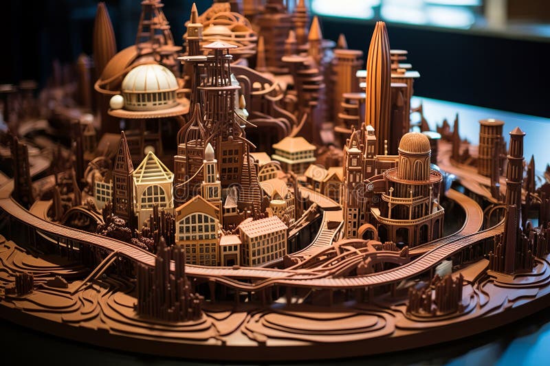 Illustration of Model of the City Made of Chocolate the Skill ...