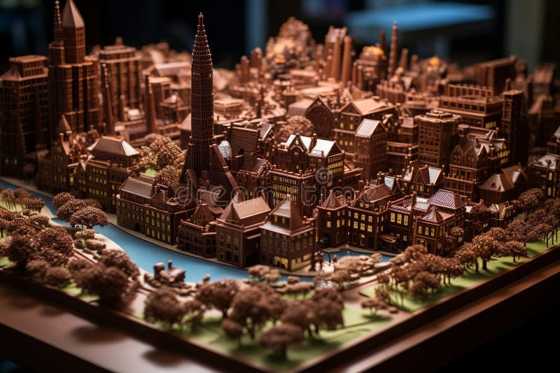 Illustration of Model of the City Made of Chocolate the Skill ...