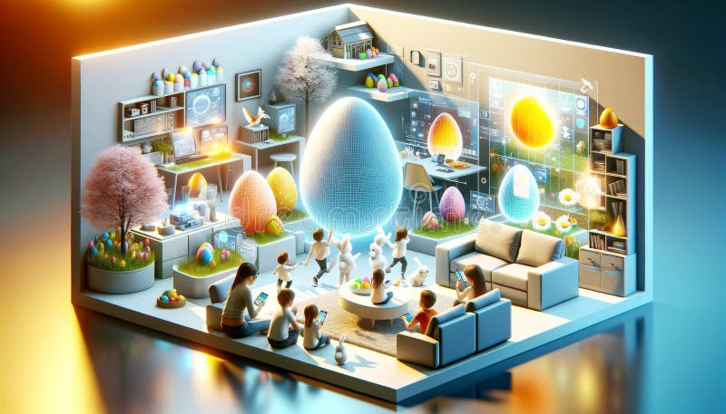 Illustration of Model of Digital, Interactive Design for Easter. Image ...