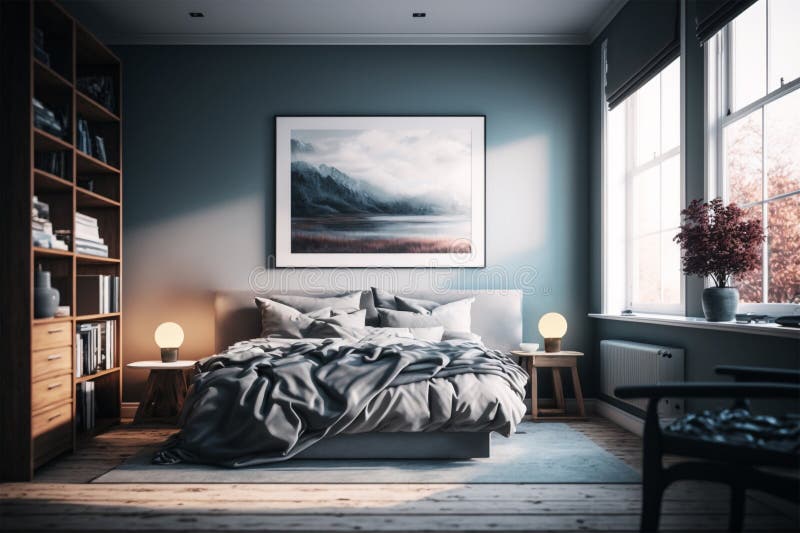 Illustration of Modern Bedroom. Ai Generated Illustration Stock ...