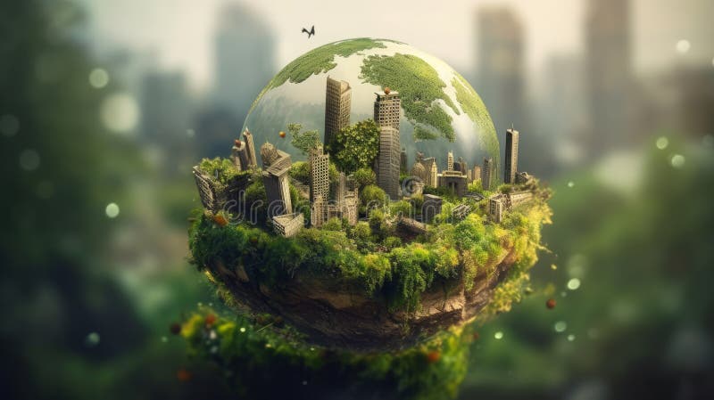 Illustration of a Modern Cityscape Inside a Glass Sphere Generative AI ...