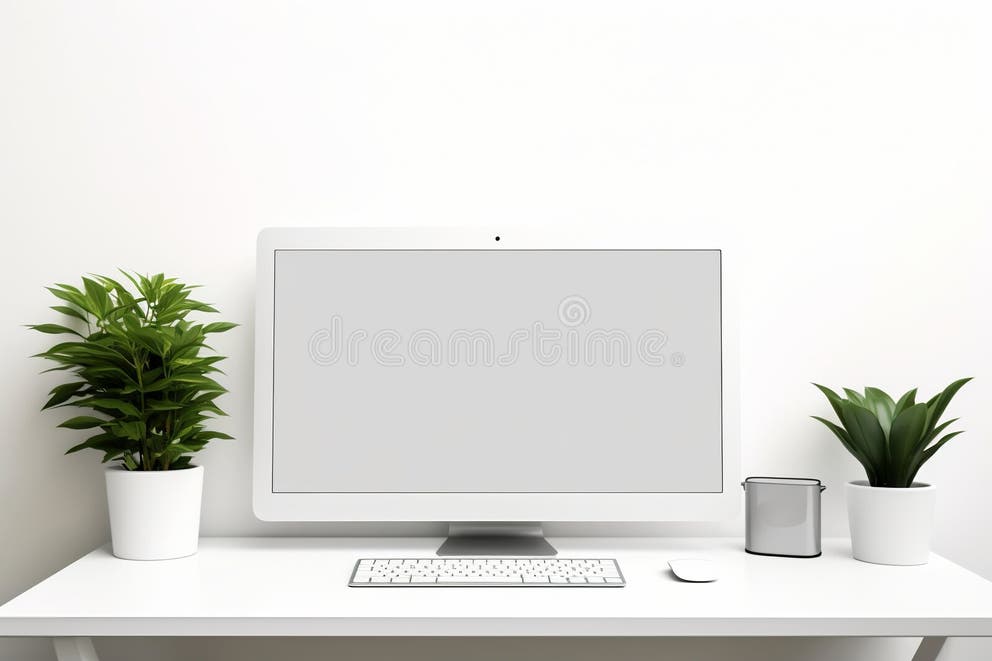 Illustration of Modern Computer Template Workspace Mock Up White ...