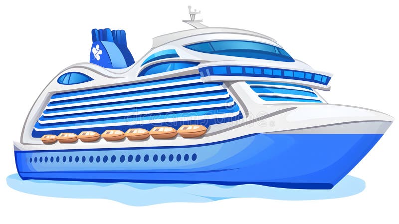 Illustration of a Modern Cruise Ship in Blue Tones Stock Photo - Image ...