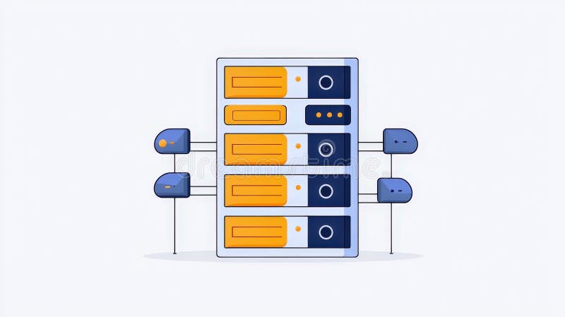 Illustration of a Modern Data Server Rack with Colorful Components and ...