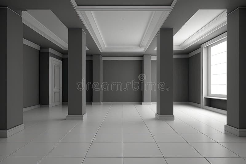 An Illustration of a Modern, Empty Interior Space Stock Illustration ...